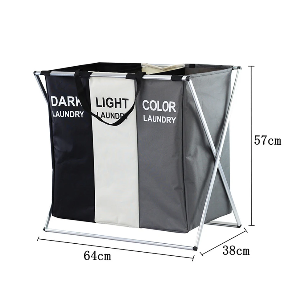 Dirty Clothes Storage Basket 2/3 Grid Oxford Cloth Waterproof Laundry ...