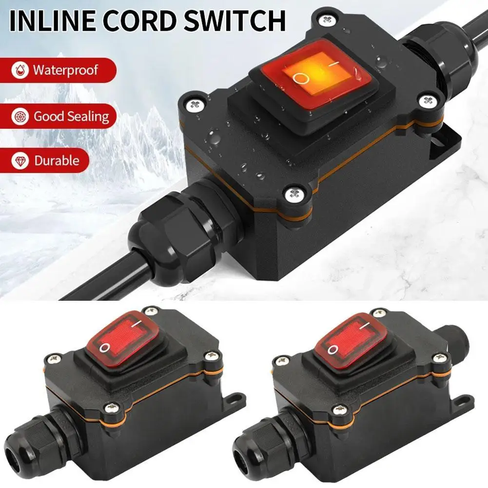 Inline-Power-Cord-110V-220V-12V-24V-Marine-Rocker-Switch-On-Off ...