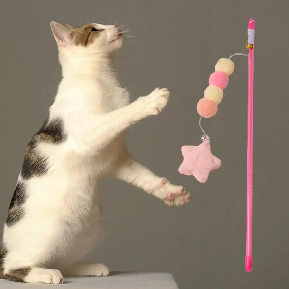 Cat Stick Toy Kitten Teaser Wand Interactive Toy Elastic Rope Plush ...