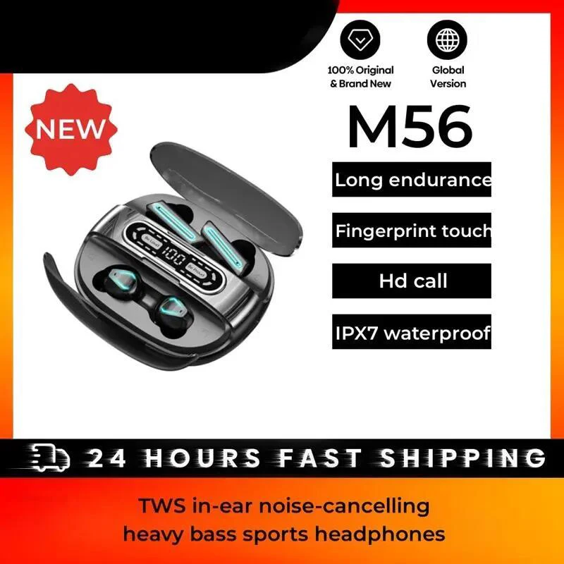 M56-TWS-Bluetooth-Headphones-Couple-Wireless-Earphones-Low-Latency-9D ...