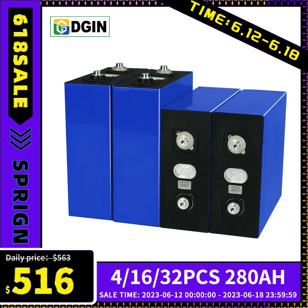 Grade A 3.2v Lifepo4 280ah Battery Deep 6000 Cycles Rechargeable Cell ...