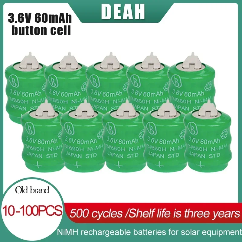 10-100PCS-New-3-6V-60mAh-Ni-MH-Rechargeable-Button-Cell-Battery-Ni-MH ...
