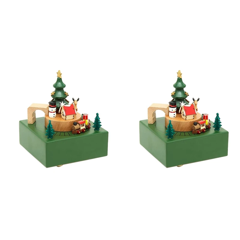 2X-Carved-Mechanism-Musical-Box-Wind-Up-Music-Box-Moving-Train-DIY ...