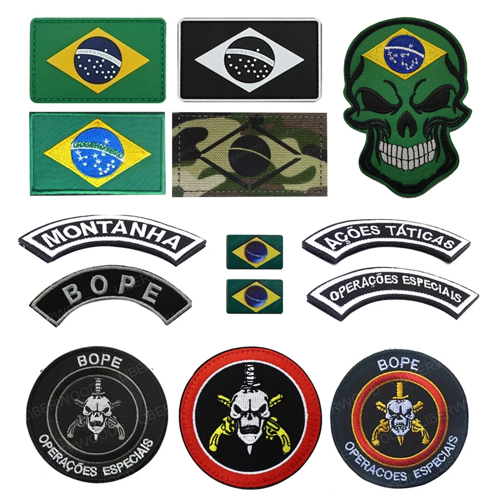 BOPE Brazil Patch Tactical Armband Elite Operacoes Especiais Montanha Squad Embroidery Hook Loop ...