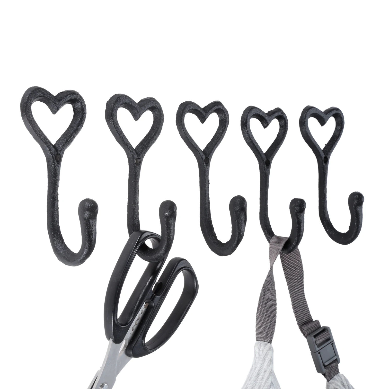 5pcs-lot-Heart-Shape-Hook-Cast-Iron-Hanger-Wall-Mounted-Black-Loveheart ...