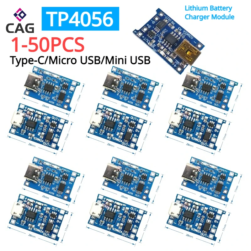 1-50PCS-TP4056-18650-Lithium-Battery-Charger-Module-Type-C-Micro-Mini ...