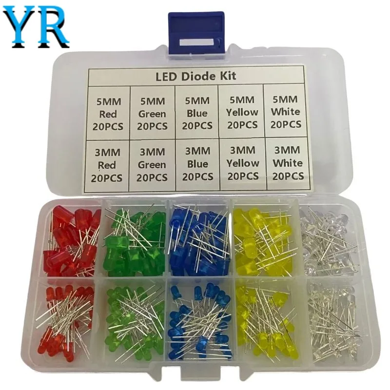 100PCS-200PCS-3MM-5MM-LED-Diode-Assorted-Kit-Red-Green-Blue-Yellow ...