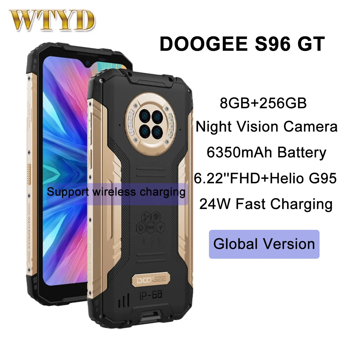 DOOGEE S96 GT Rugged Phone 8GB+256GB Night Vision Camera 6350mAh 6.22 ...
