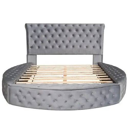 Modern Style Beauty Tufted Large Round Bed with Storage Drawers Bed ...