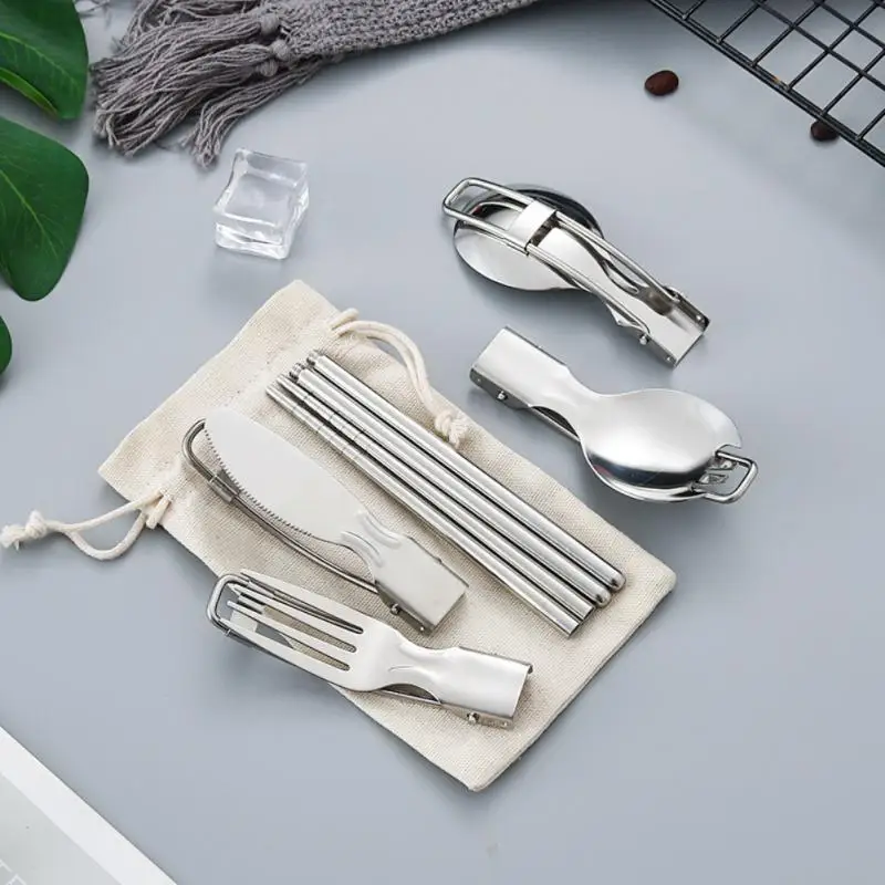 5pcs-Folding-Cutlery-Set-304-Stainless-Steel-Folding-Knife-Fork-Spoon ...