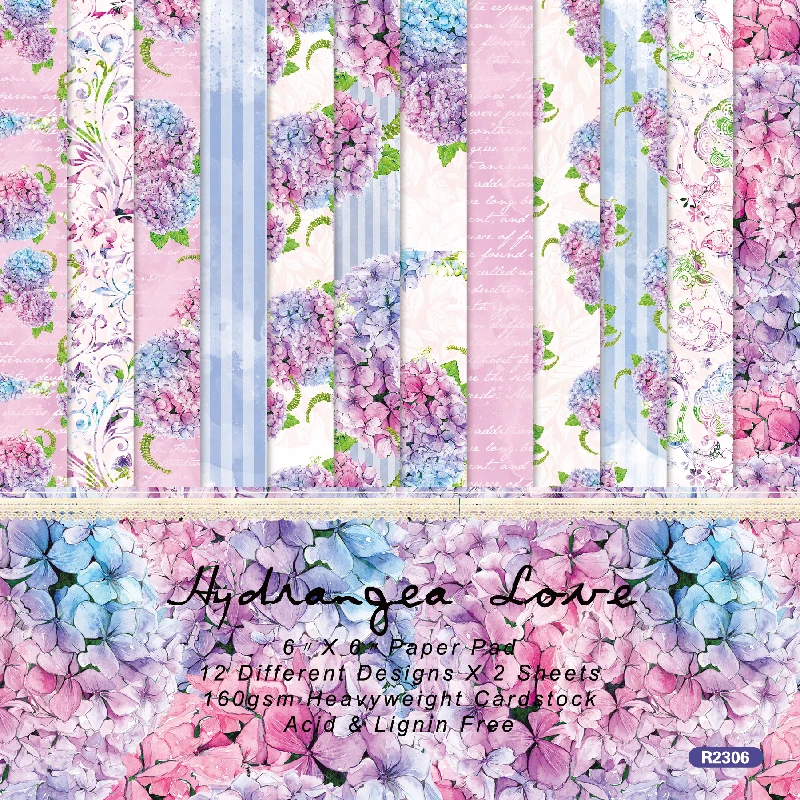KSCRAFT Pink Hydrangea 6" Single-side Printed Vintage pattern creative ...