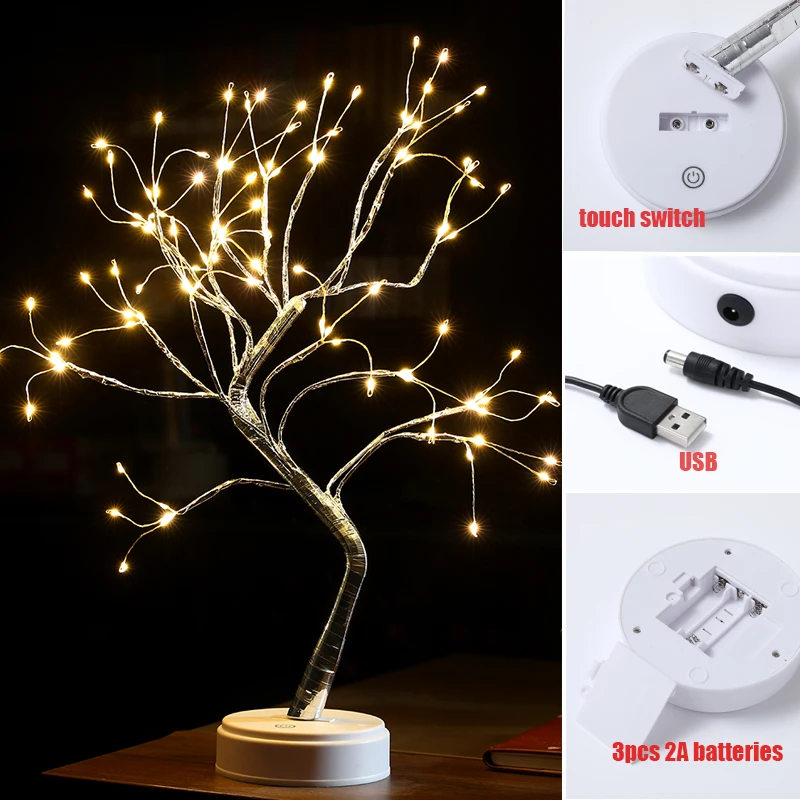 LED-USB-Tree-Light-Table-with-Battery-Lamp-Bedroom-Room-Decor-Aesthetic ...