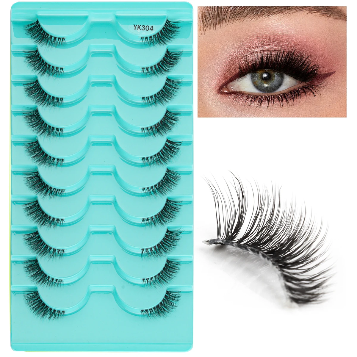 YSDO Half Eyelashes 3/10 3D Mink Soft Natural Short Cat Eye Lashes ...