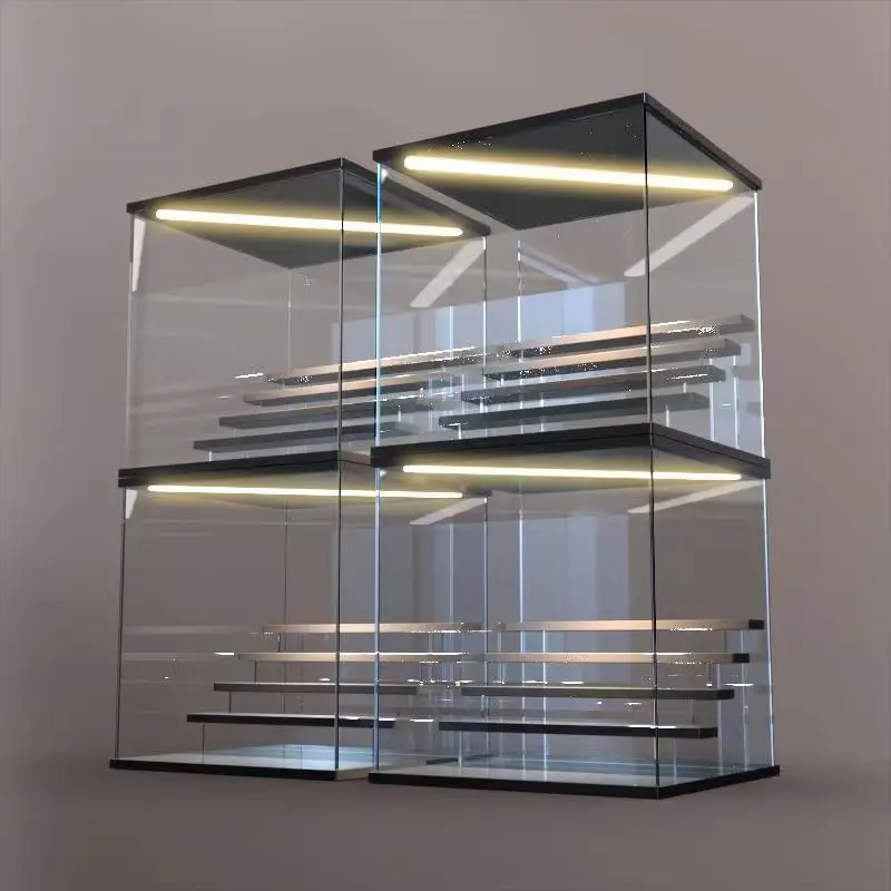 Transparent-Acrylic-Figure-Display-Cabinet-with-LED-Lights-Dustproof ...