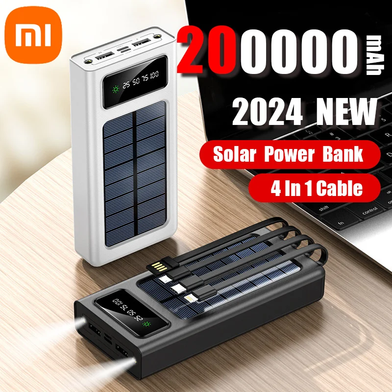 Xiaomi-500000mAh-Solar-Power-Bank-Portable-4-Built-in-Cables-External ...