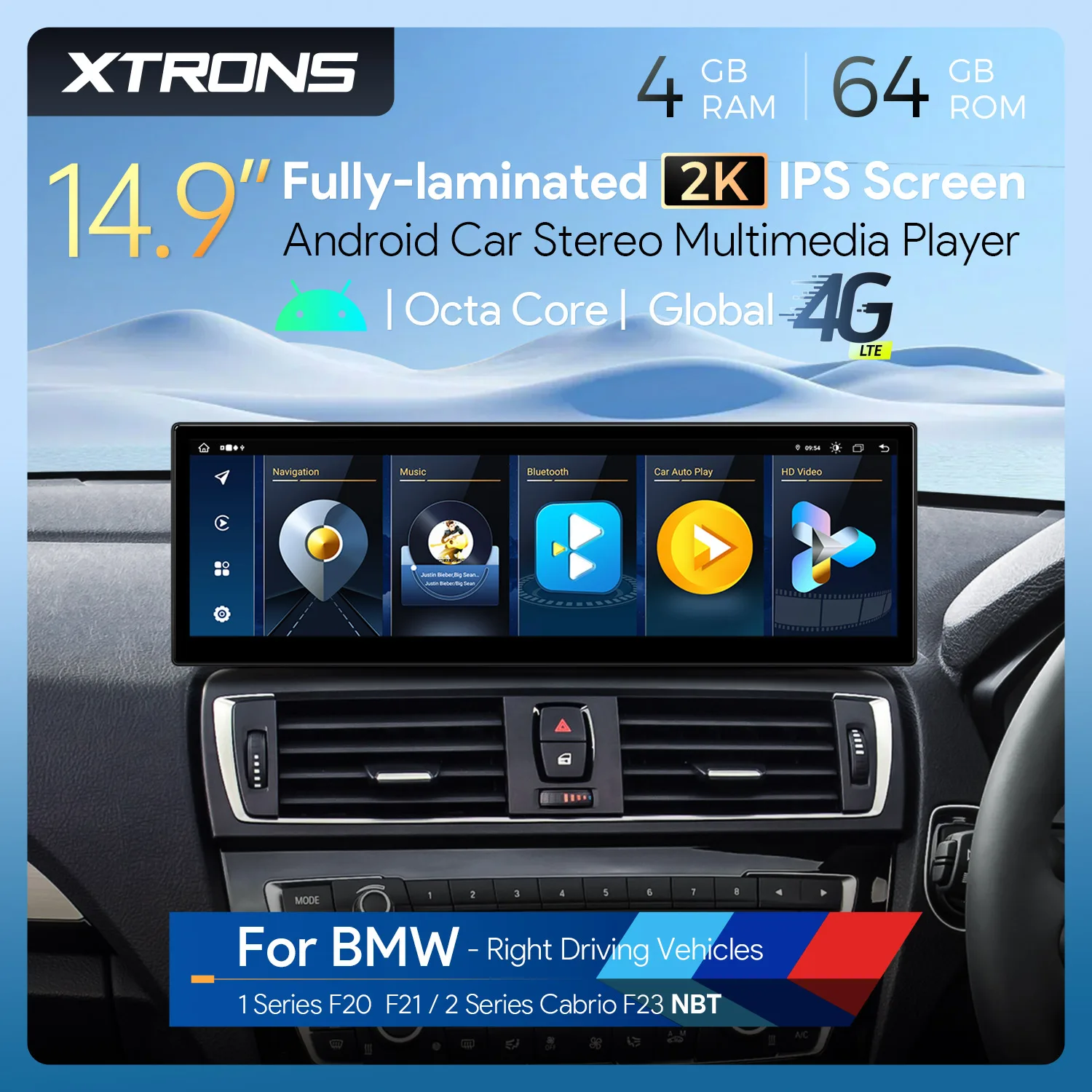 XTRONS 14.9" Android 14 IPS 2K Car Multimedia Player For 1/2 Series F20 ...