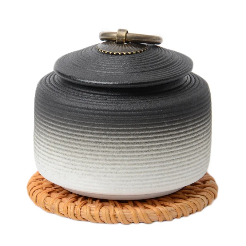 Classical Ceramic Tea Pot Black and White Food Sealed Pot Household ...