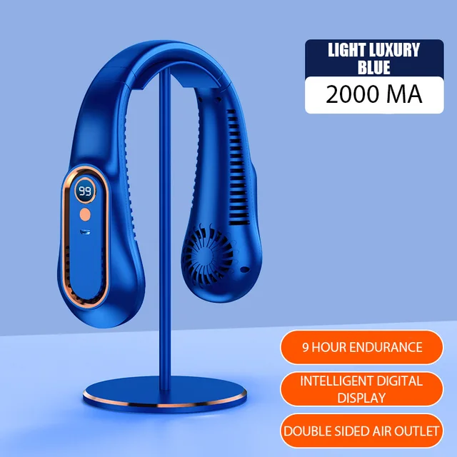 Portable Mini Hanging Neck Fan Bladeless Neckband Fan Digital Display ...