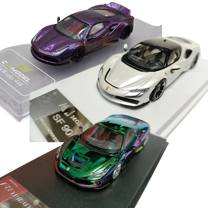 Diecast 1/64 Scale Ferrari F8 Tributo Electroplated Chameleon 488 LB WK ...