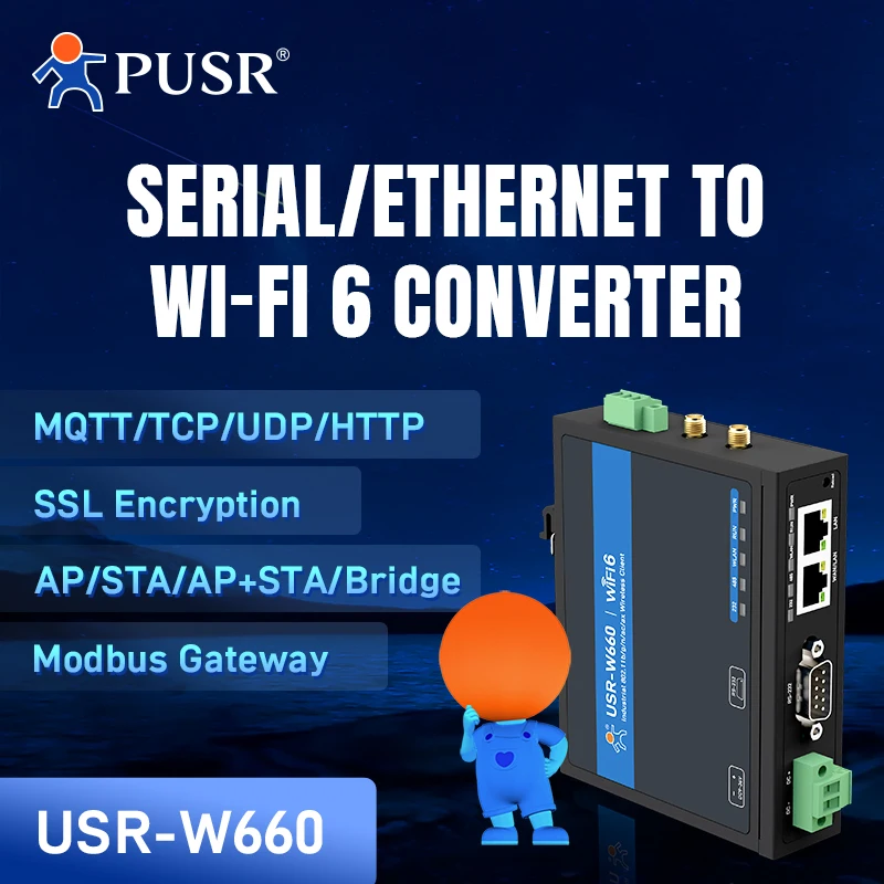 PUSR-Serial-Dual-Band-para-Conversor-WiFi6-com-Protocolo-MQTT-Roaming-WiFi-Porta-Gigabit-RS232 ...