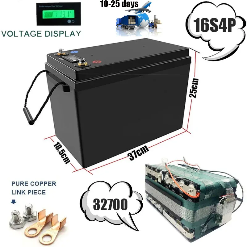 51-2-V-16S4P-32700-Lifepo4-battery-pack-80A-balanced-BMS-solar-energy ...