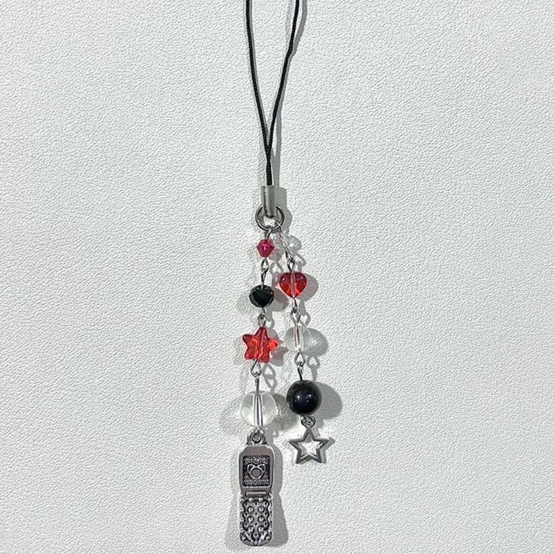 Handmade black and red phone charm/coquettish bag keychain - AliExpress 36