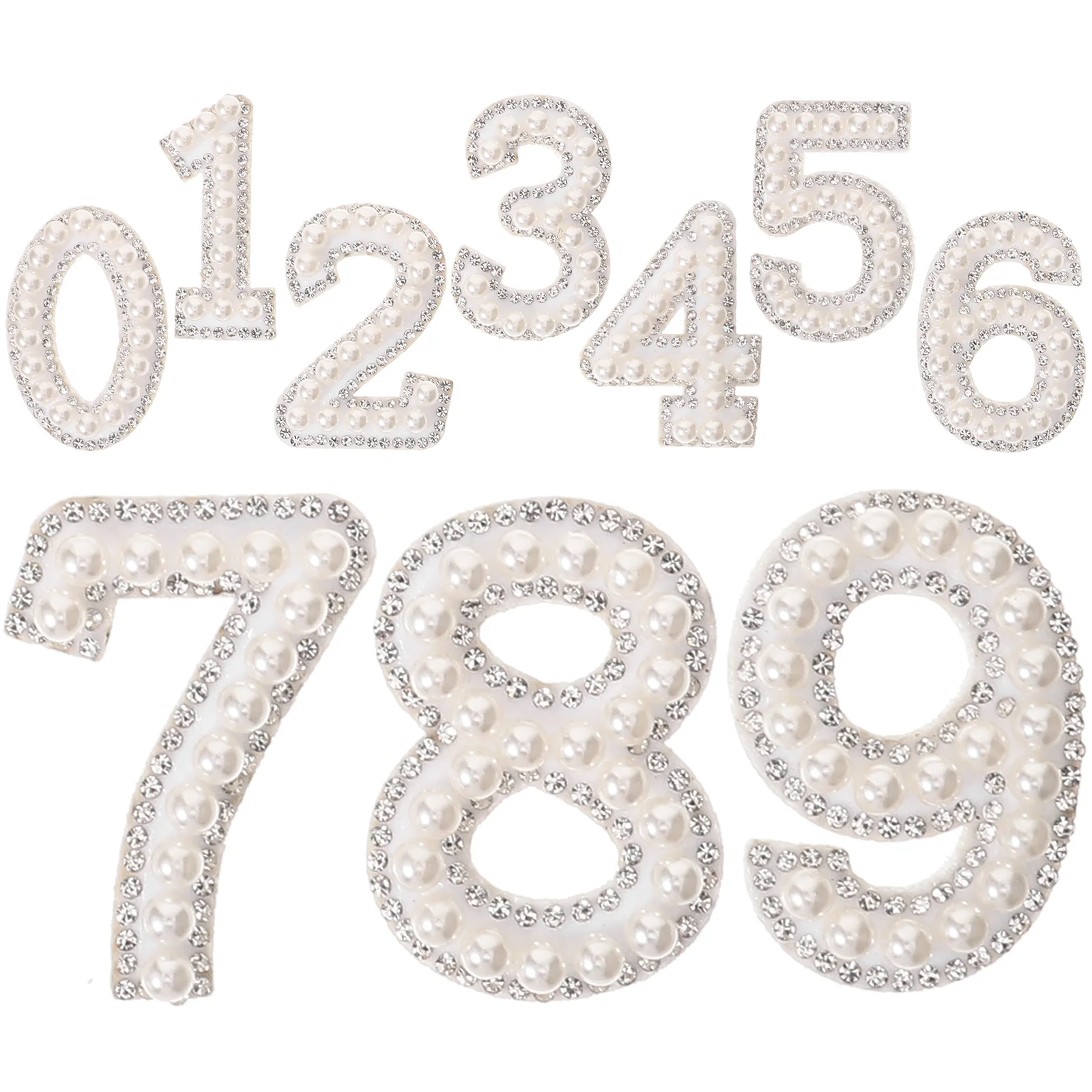 10Pcs-Number-Patches-Pearl-Rhinestone-Iron-On-Appliques-Embroidery ...