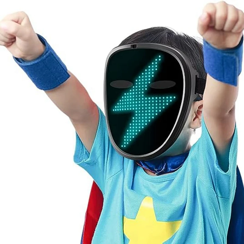 LED Mask For Kid Gesture Sensing Mask Transforming Light Up Face Mask ...