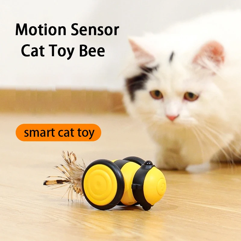 Smart-Cat-Toy-Car-Cute-Bee-Running-Car-Cat-Toys-Interactive-Cat-Sticks ...