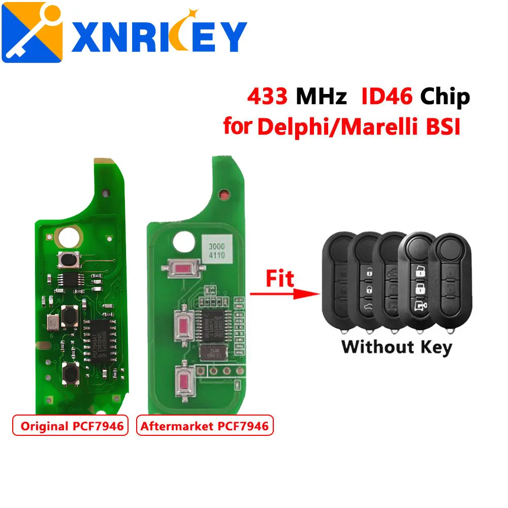 Xnrkey Remote Car Key Pcb Board With Pcf7946 Chip 315/433mhz For Fiat ...
