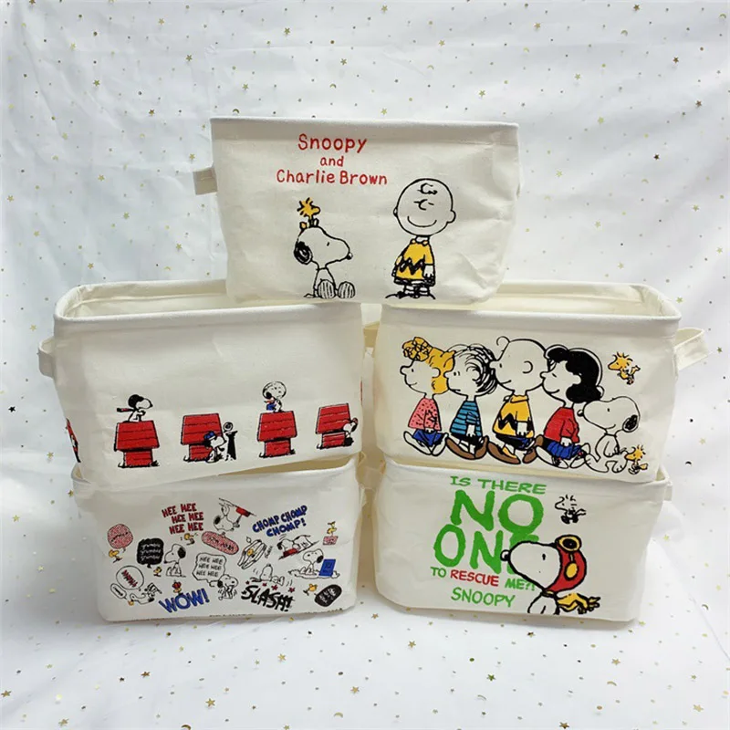 New-Kawaii-Snoopy-Storage-Basket-Cartoon-Anime-Canvas-Bag-Desktop ...