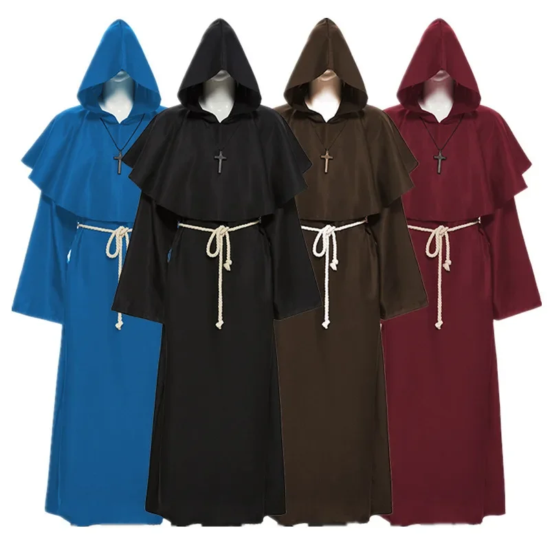 Wizard-Costume-Cosplay-Medieval-Hooded-Robe-Costume-Monk-Friar-Robes ...
