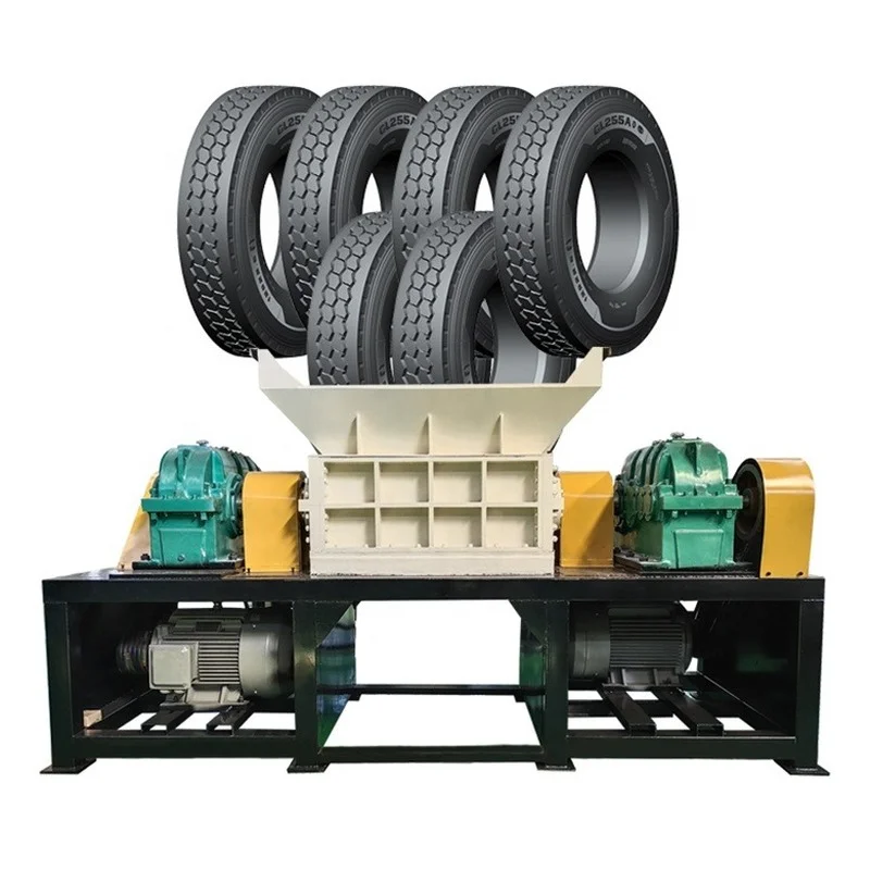 Double-axle-100-3000kg-h-waste-rubber-tyre-crusher-recycling-equipment ...