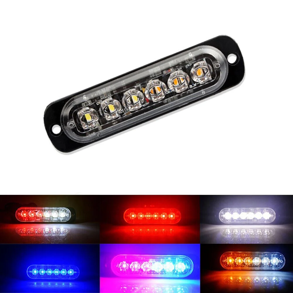1x-Universal-Car-Truck-LED-Flash-Light-Strobe-12V-24V-6LED-Bar-Light ...