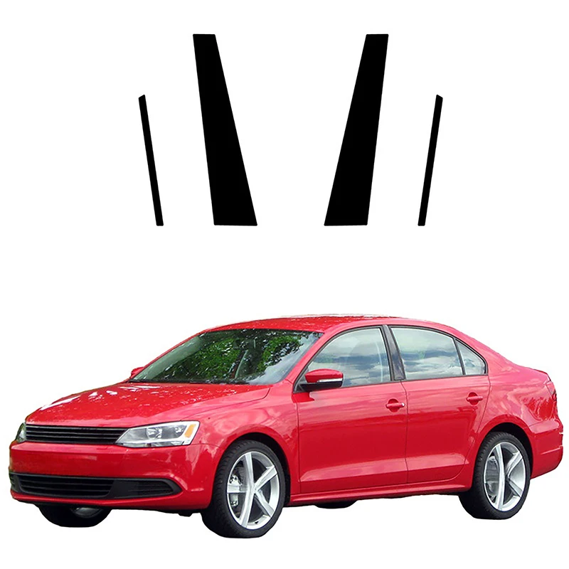 Fit For Volkswagen Jetta 2011-2017 2018 Glossy Black Pillar Post Car ...