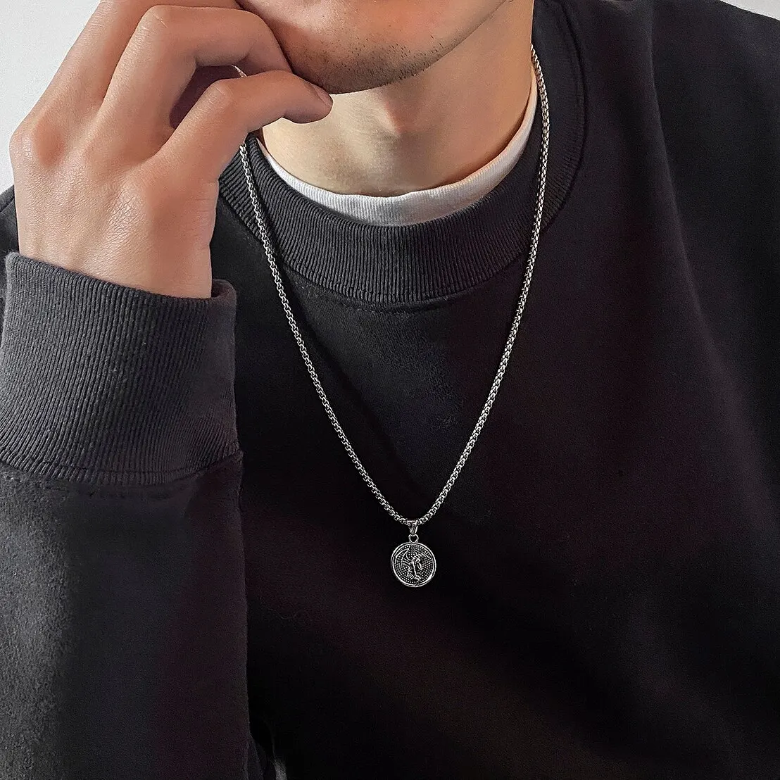 Vintage-Simple-Alien-Human-Coin-Pendant-Choker-Necklace-for-Men-Trendy ...