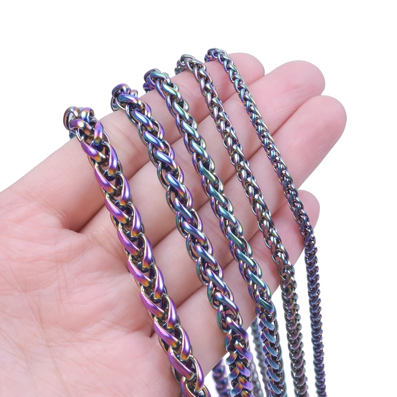 1pcs-Thickness-4mm-Stainless-Steel-Rainbow-Color-Bracelet-Chain-For ...