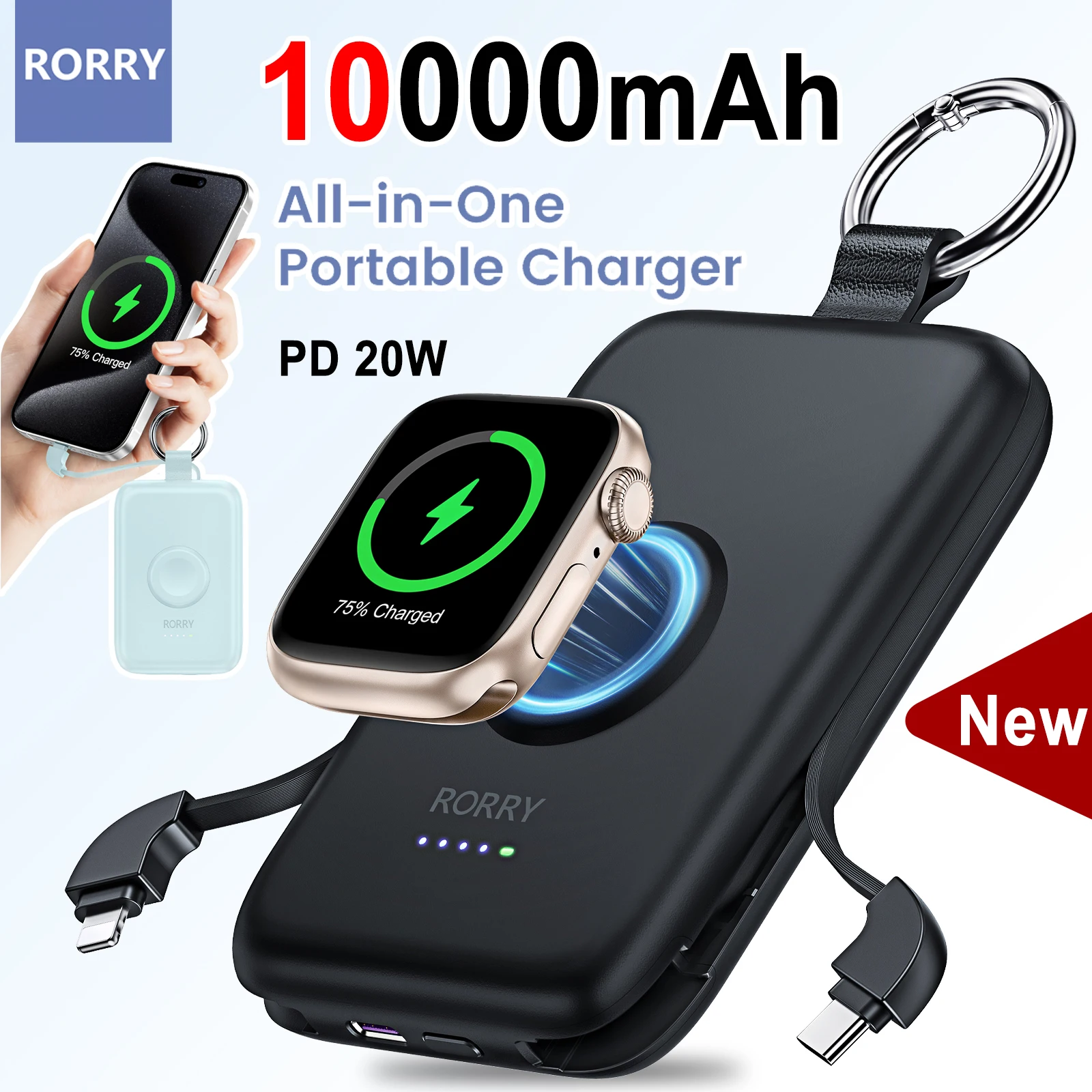 RORRY-10000mAh-PD20W-Portable-Power-Bank-for-iPhone16-15-14-13-Built-in ...