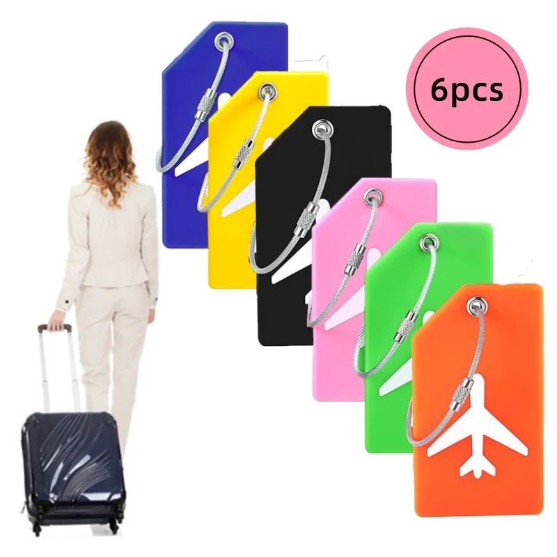 6Pcs Women Men Travel Accessories Silicon Luggage Tags Suitcase ID Name ...