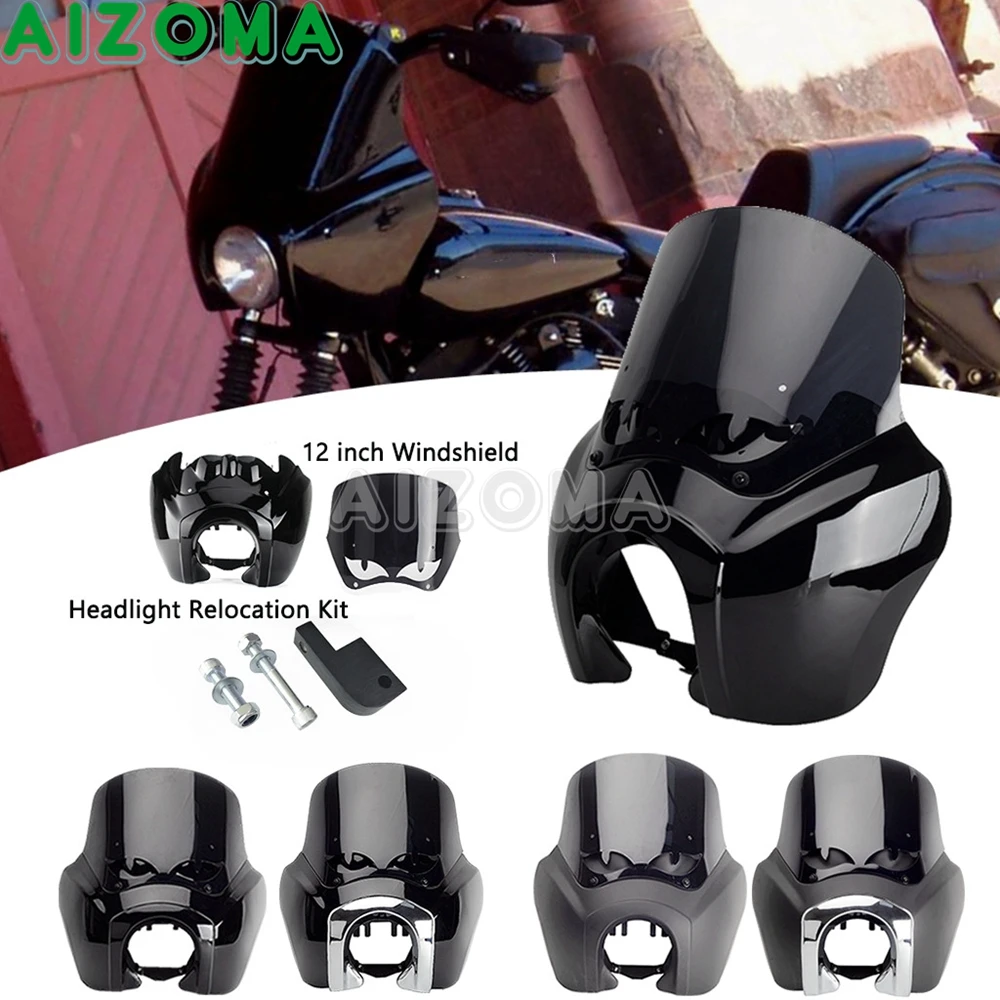 Motorcycle Front Windshield Cowl Headlamp Windscreen Fairing For Harley ...