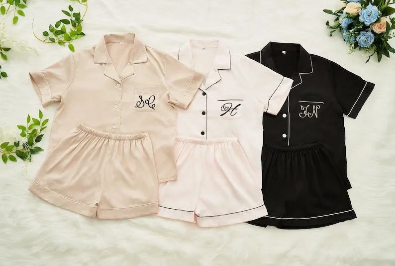 Bridesmaid-Satin-Pajamas-Set-Customized-Silk-Bride-Pajamas-with ...