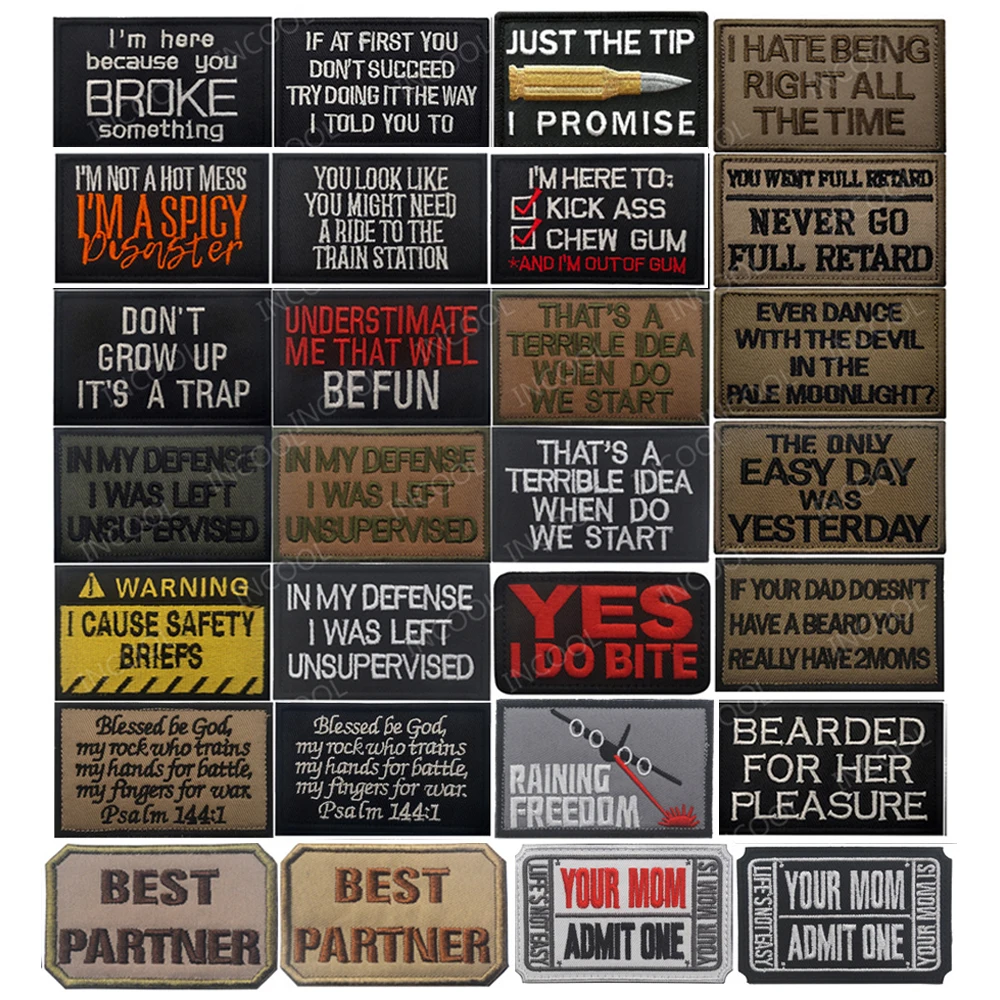 Funny-Classic-Saying-Patch-Motivational-Phrases-Biker-Slogan-Words ...