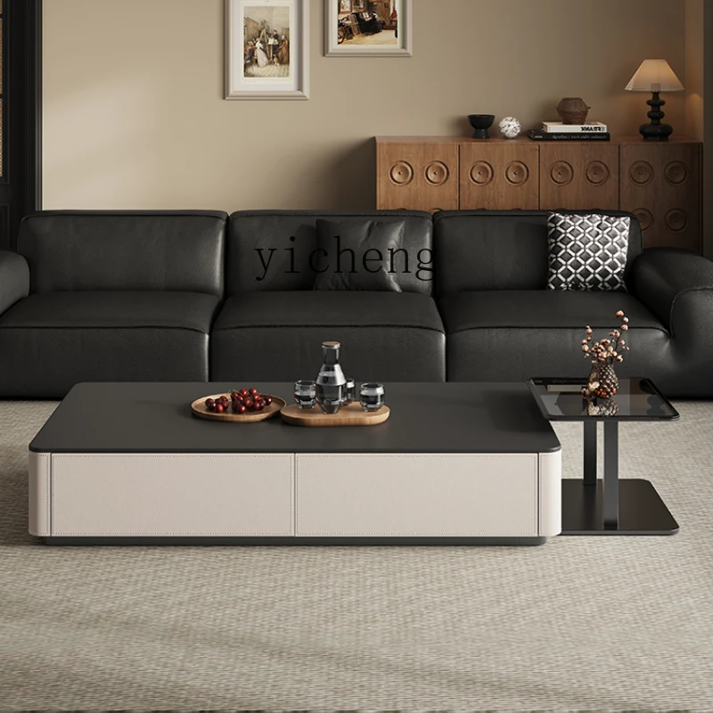 XL-Light-Luxury-Rectangular-Black-High-Stone-Plate-Coffee-Table-Home ...