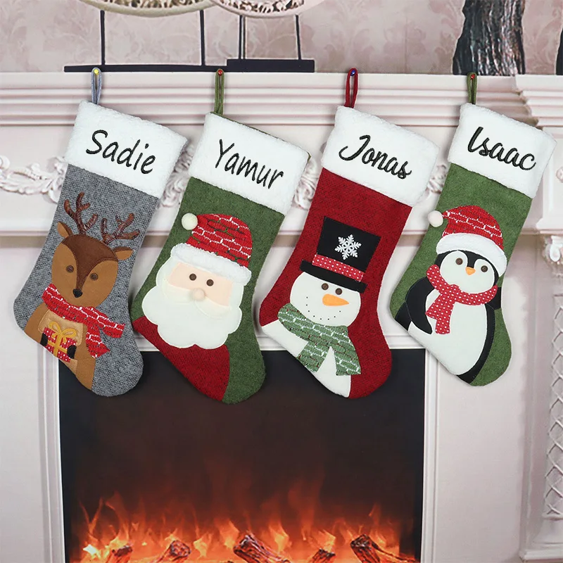 Personalized Christmas Socks Santa Claus Snowman Penguin Christmas ...