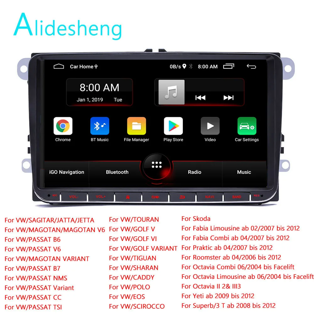 Android 10.1 For VW Volkswagen Golf Polo skoda rapid octavia Radio ...
