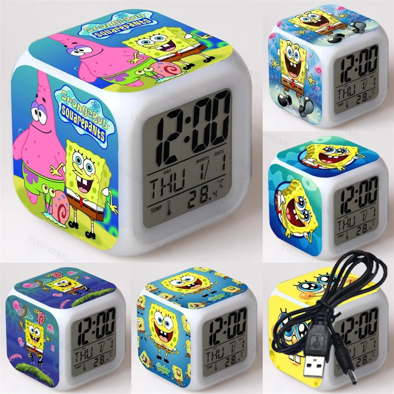 SpongeBob-SquarePants-Alarm-Clock-Digital-Luminous-7-Colors-LED-Clocks ...
