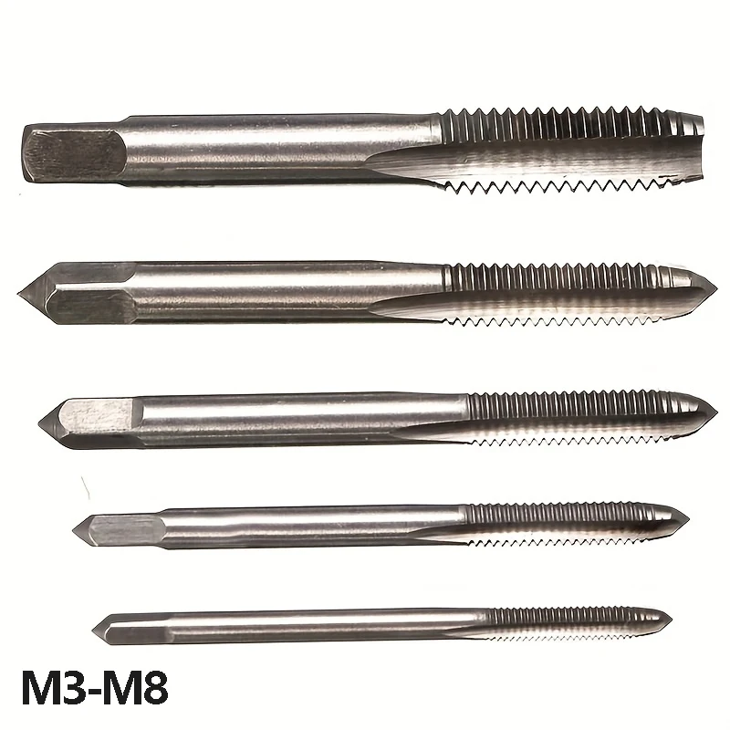 5pcs High-Speed Steel Spiral Point Thread Tap Set - M3 M4 M5 M6 M8 ...