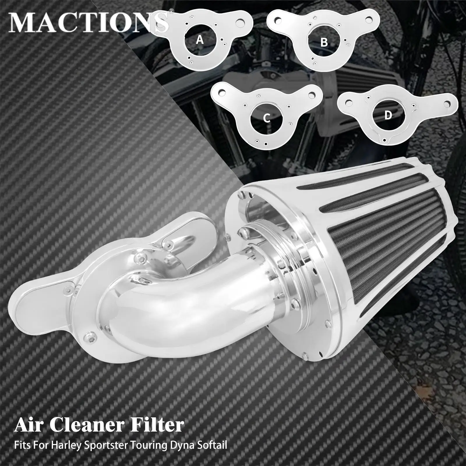 Motorcycle-Chrome-Sucker-Air-Cleaner-Filter-For-Harley-Touring-Road ...