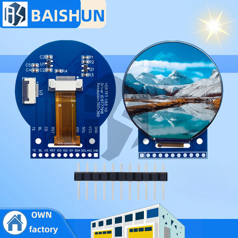 360x360 Resolution Round TFT LCD – 1.5-Inch ST77916 QSPI Color Screen ...