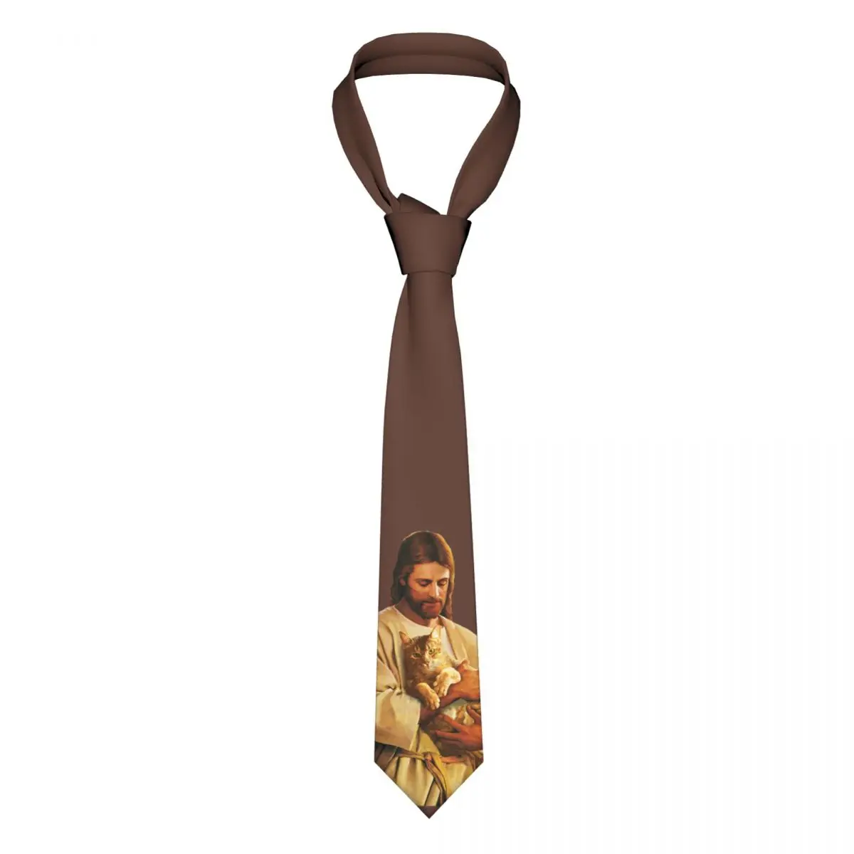 Christ-And-His-Cat-Unisex-Necktie-Silk-Polyester-8-cm-Wide-Jesus-Neck ...